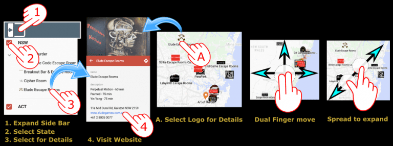Map of Escape Rooms | Escape Rooms by ELUDE