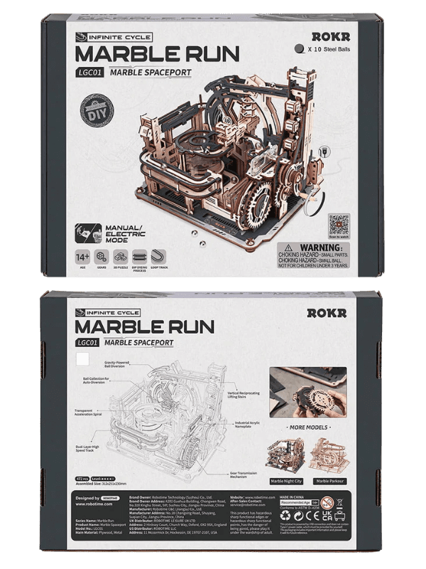 ROKR Marble Spaceport Marble Run 3D Wooden Puzzle LGC01 | Escape Rooms ...
